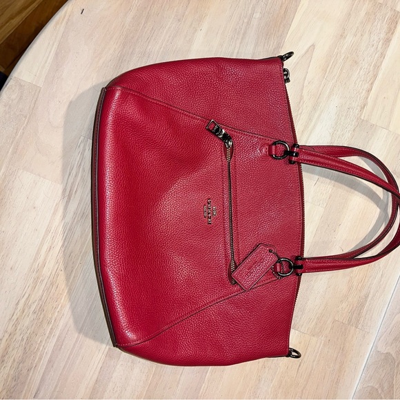 Coach | Bags | Coach Red Leather Tote Bag | Poshmark